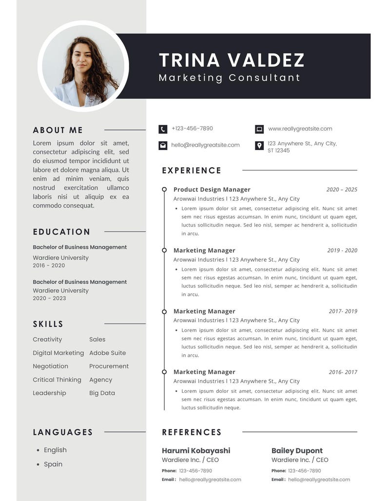 Minimalist Resume Template | Editable CV Design | Professional and ...