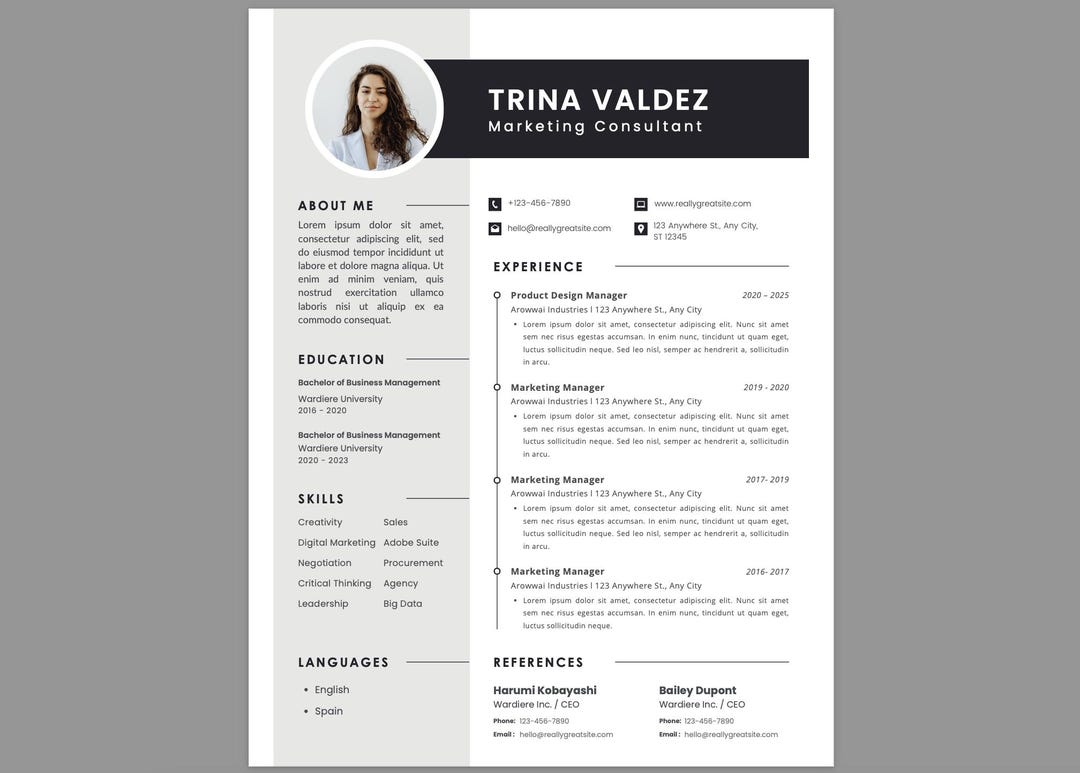 Minimalist Resume Template | Editable CV Design | Professional and ...