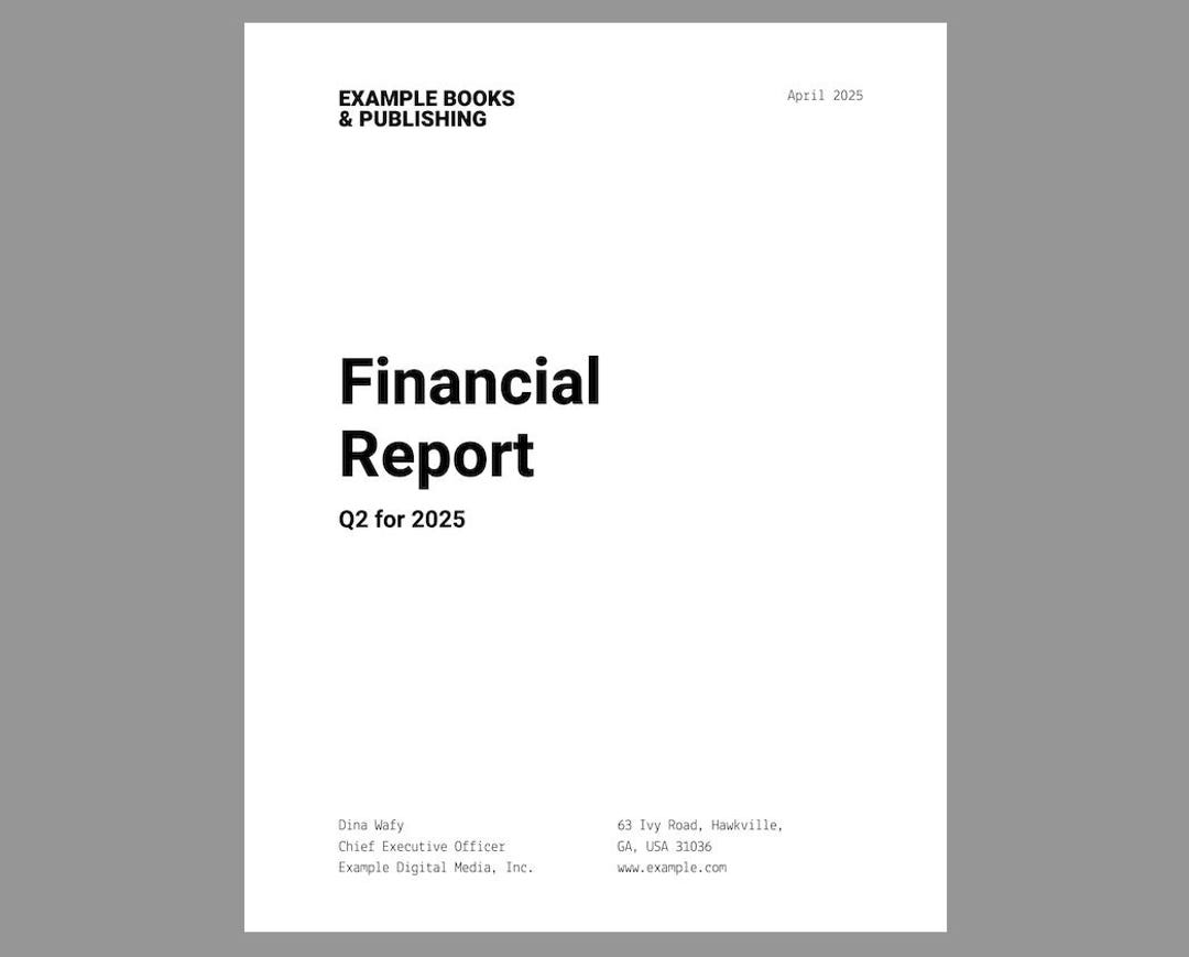Minimalist Financial Report Template | Clean and Professional - Etsy