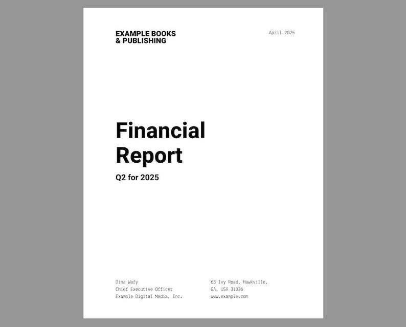 Minimalist Financial Report Template | Clean and Professional - Etsy