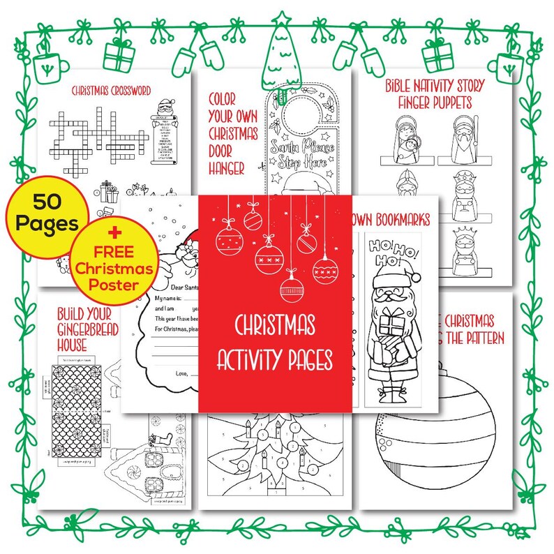 50 Printable Christmas Activities Bundle: 25 Fun Games, 25 Holiday ...