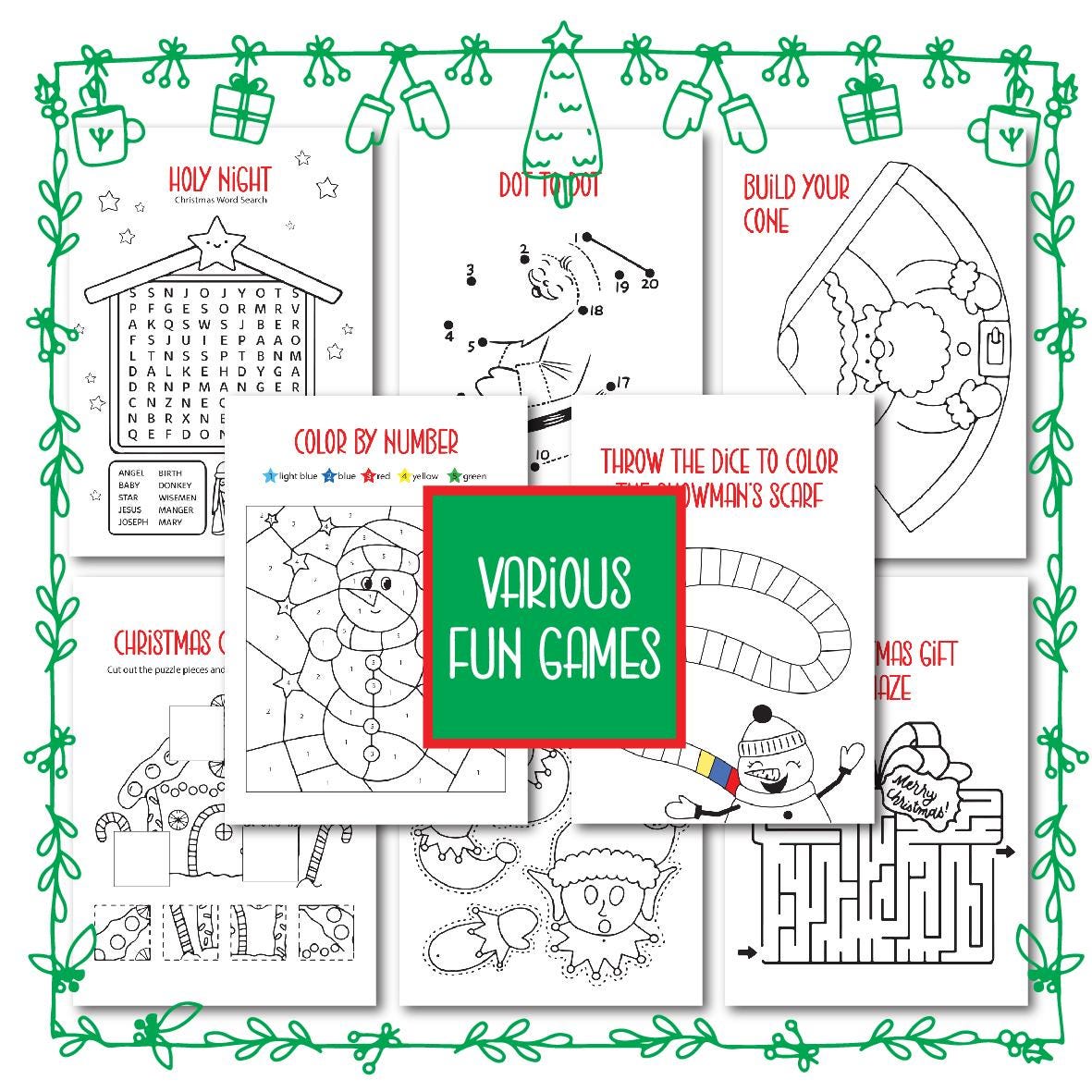 50 Printable Christmas Activities Bundle: 25 Fun Games, 25 Holiday ...