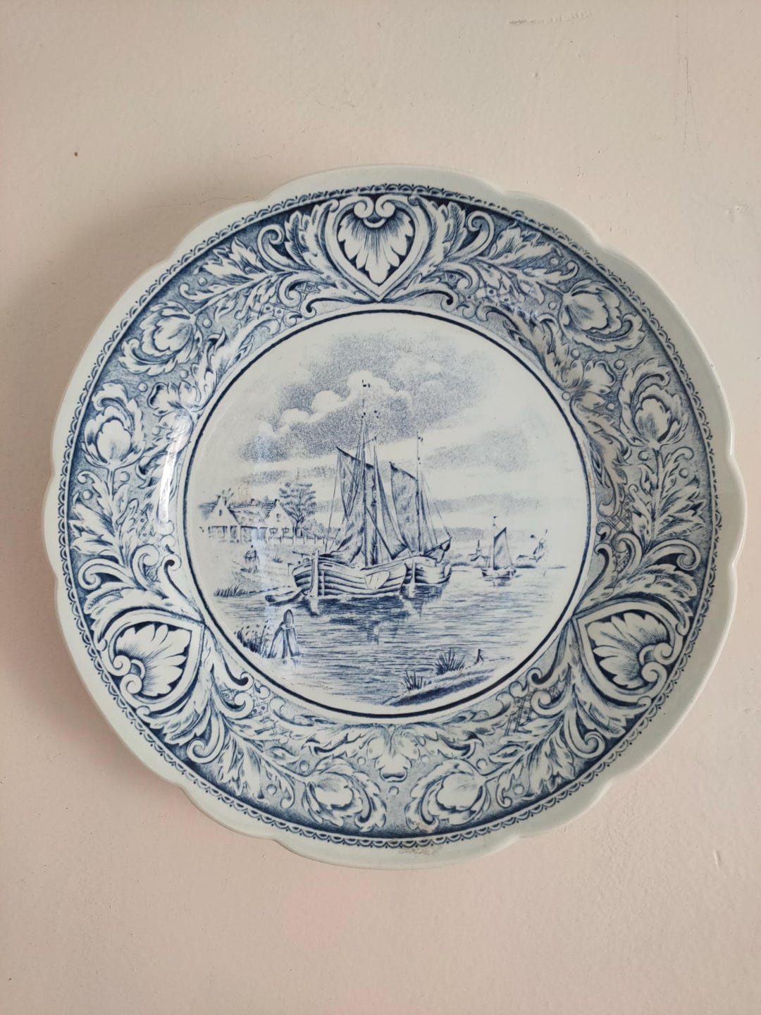 Vintage Delfts Blue Wall Plate. Made for Royal Sphinx by Boch Belgium ...