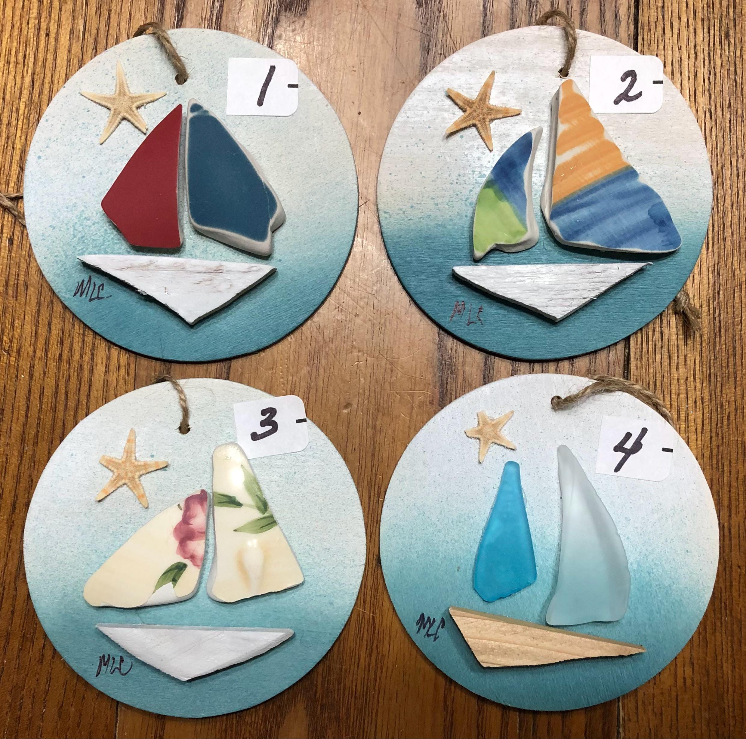 Sailboat, Pottery, Glass, Sea Glass Ornament. - Etsy