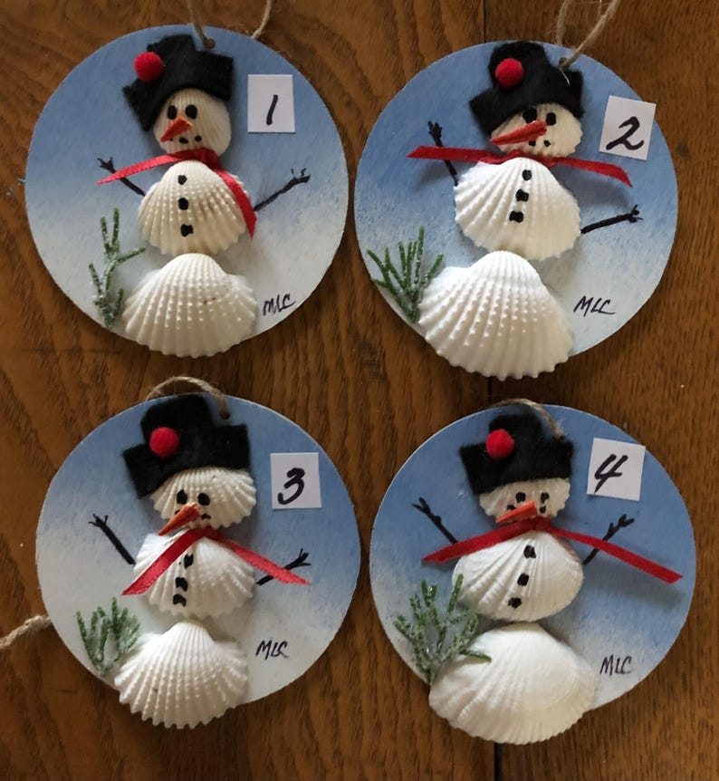 Seashells, Snowman, Christmas Ornament. - Etsy