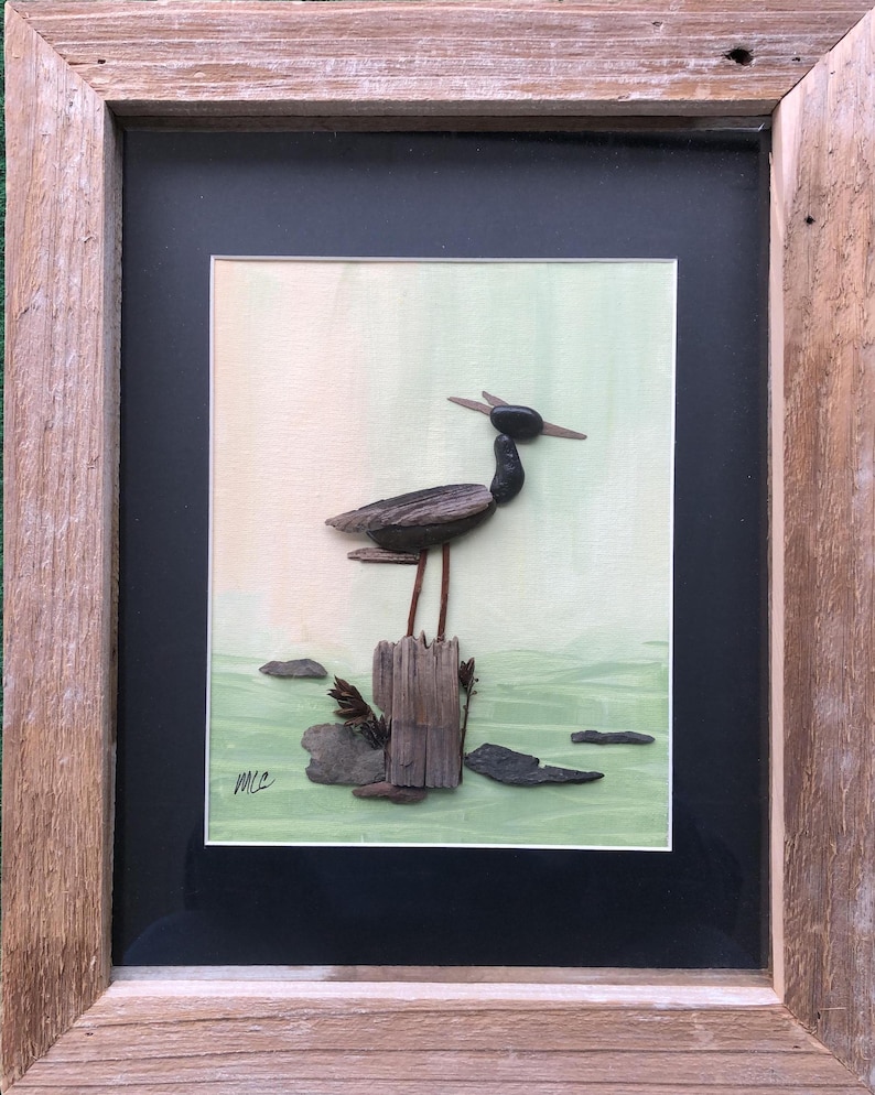 Pebble Art Bird Overlooking the Water. - Etsy