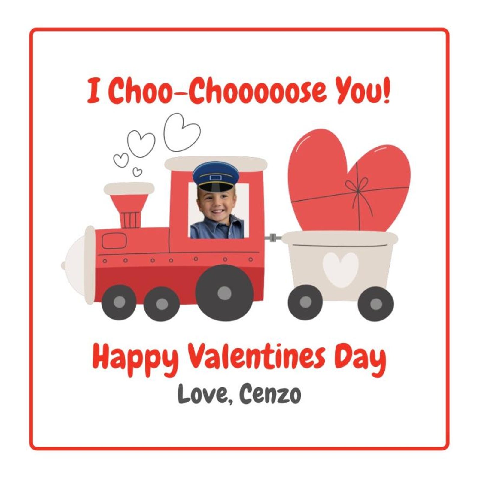 Personalized Valentine, Train Valentines Day Card, Custom Valentines ...