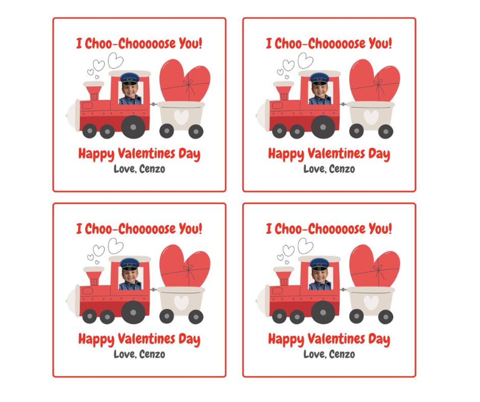 Personalized Valentine, Train Valentines Day Card, Custom Valentines ...
