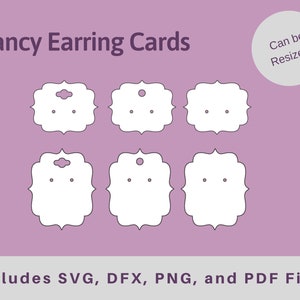 Fancy Earring Cards SVG File in 6 Different Styles and Sizes (also Pdf ...