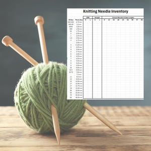 Knitting Needle Inventory (printable and Digital PDF and Spreadsheet ...