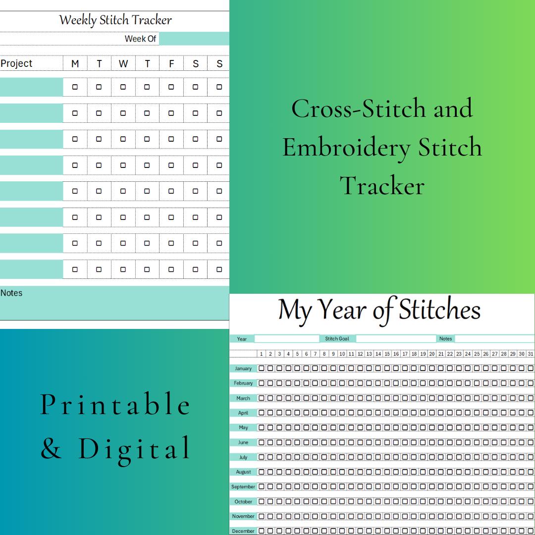 Stitch Habit Tracker for Cross Stitch and Embroidery (XLS and PDF Files ...