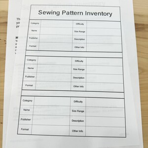 Sewing Pattern Inventory to Keep Your Patterns Organized (printable and ...
