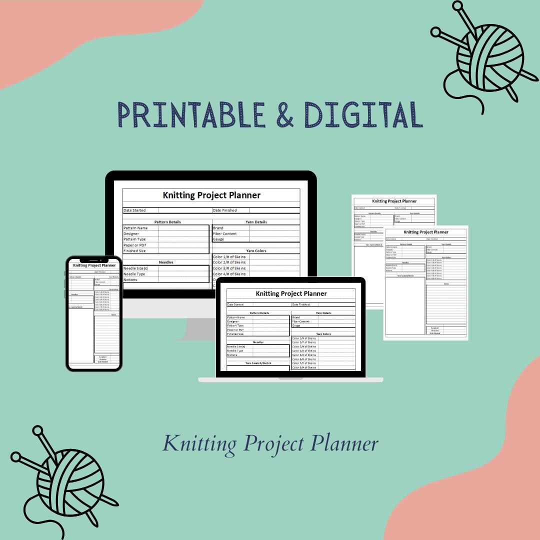 Knitting Project Planner for the Minimalist (printable/editable PDF and ...