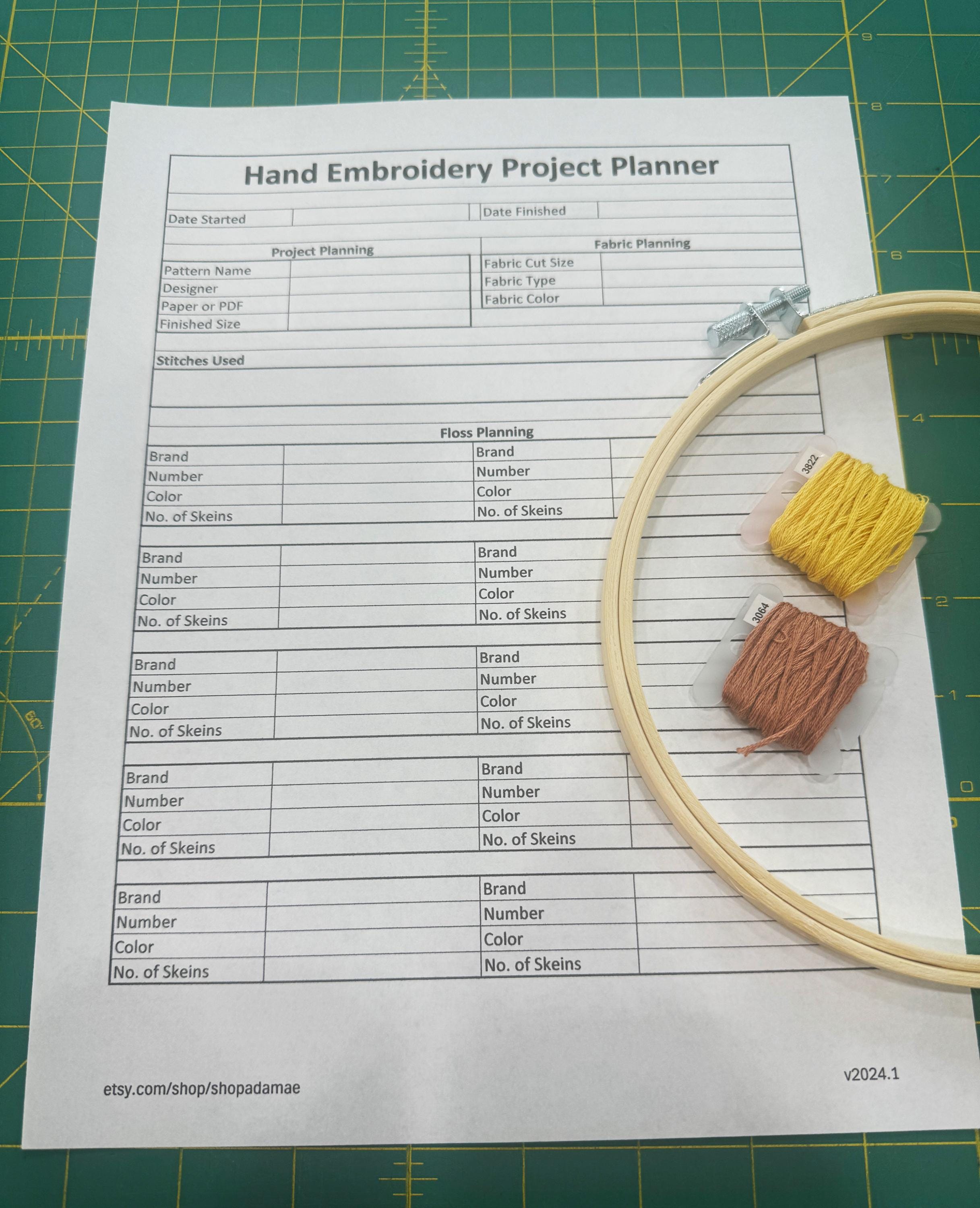 Embroidery Project Planner for the Minimalist (printable/editable PDF ...