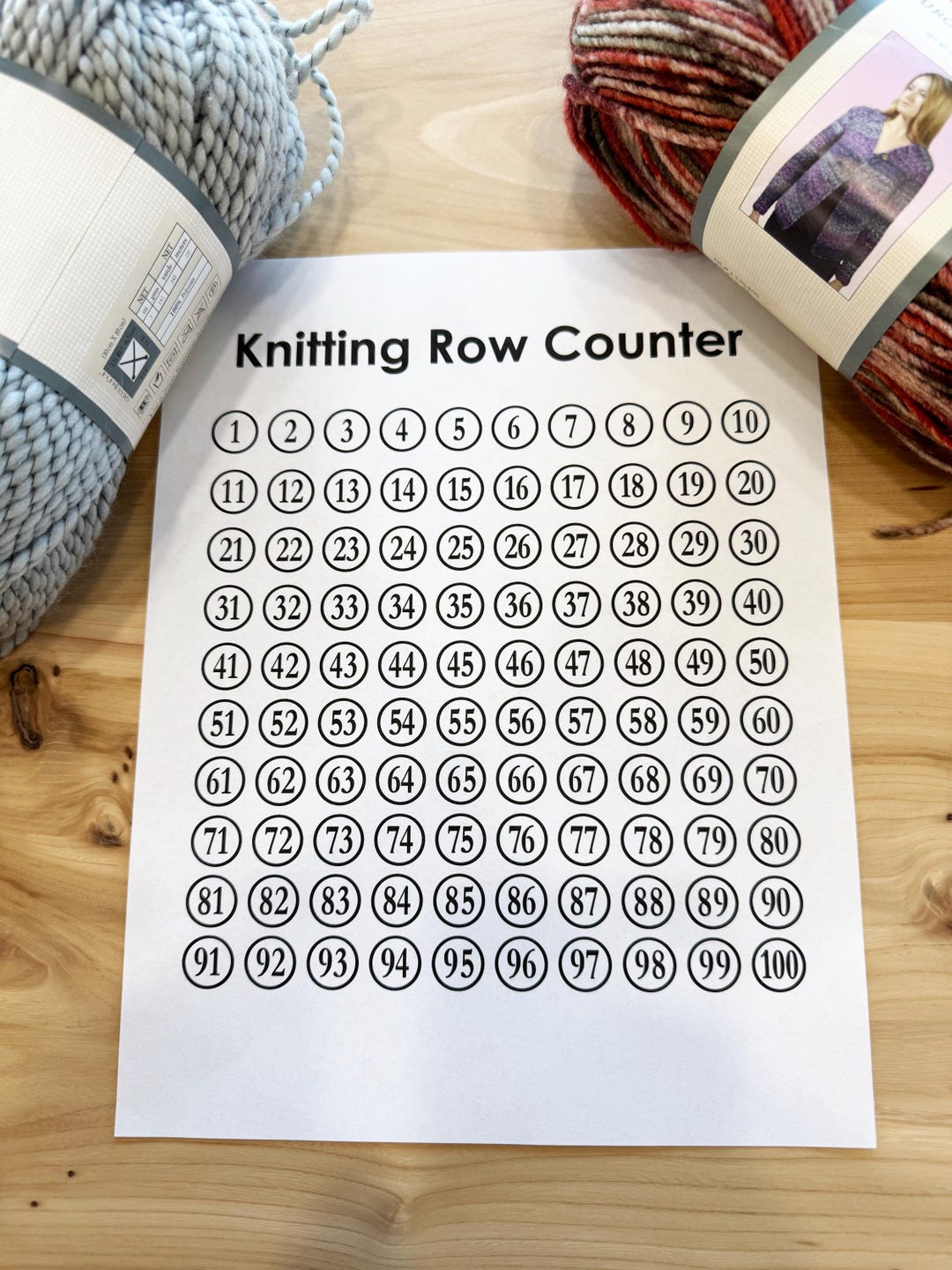 Knitting Row Counter in a Printable PDF File (updated for 2025) Instant ...