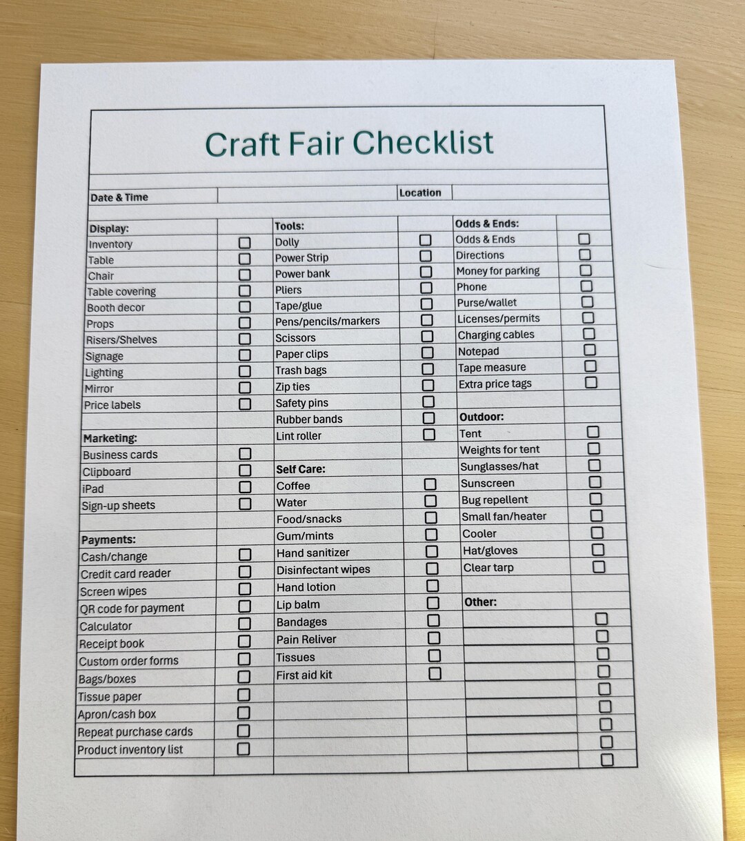 Craft Fair Checklist for Crafts Shows, Makers Markets, and More (XLS and PDF Files Included ...