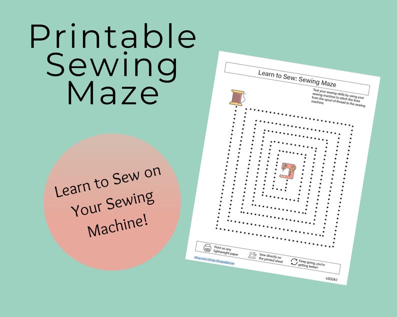 Printable Sewing Maze: Learn to Sew on a Sewing Machine With This Fun ...