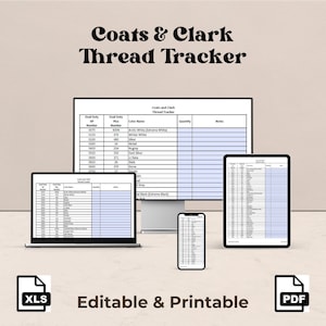 Coats and Clark Thread Tracker (printable and Editable) (PDF and XLSX ...
