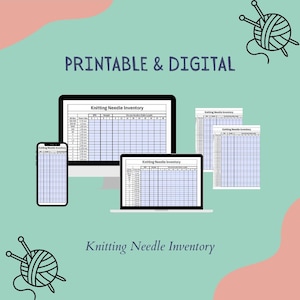 Knitting Needle Inventory (printable and Digital PDF and Spreadsheet ...