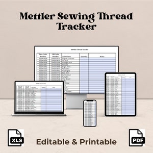 Mettler Thread Tracker (printable and Editable) (PDF and XLSX) Track ...