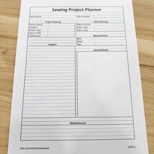 Sewing Project Planner for the Minimalist (printable/editable PDF and ...