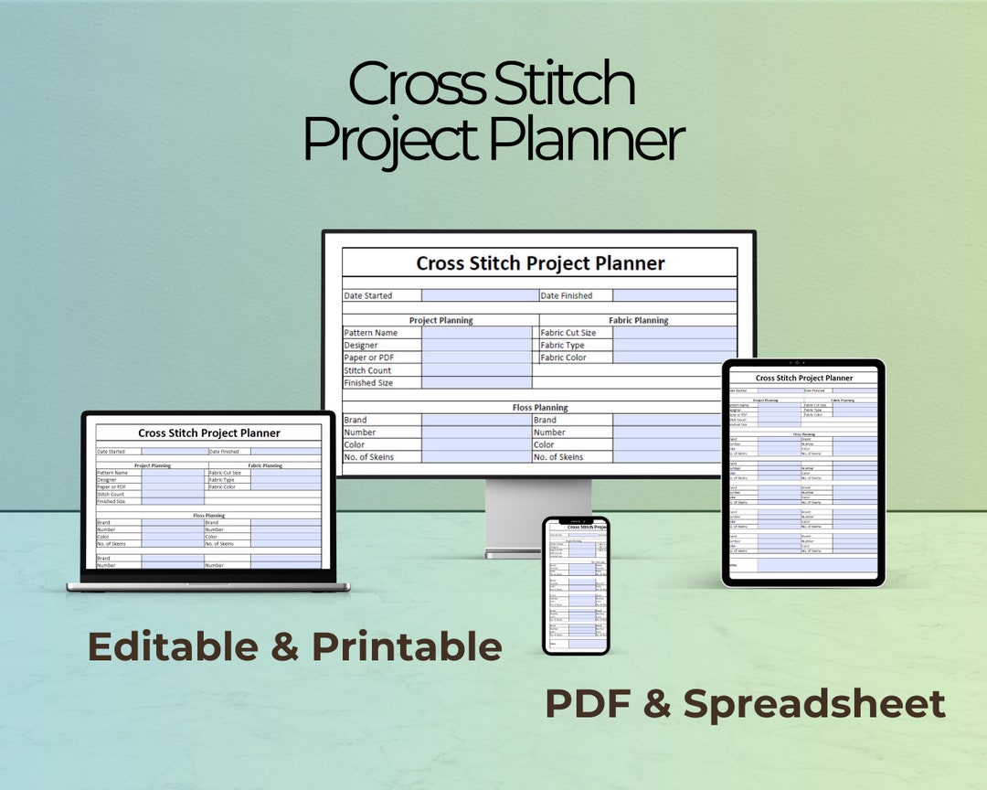 Cross Stitch Project Planner for the Minimalist printable/editable PDF ...