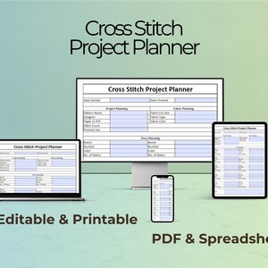 Cross Stitch Project Planner for the Minimalist (printable/editable PDF ...
