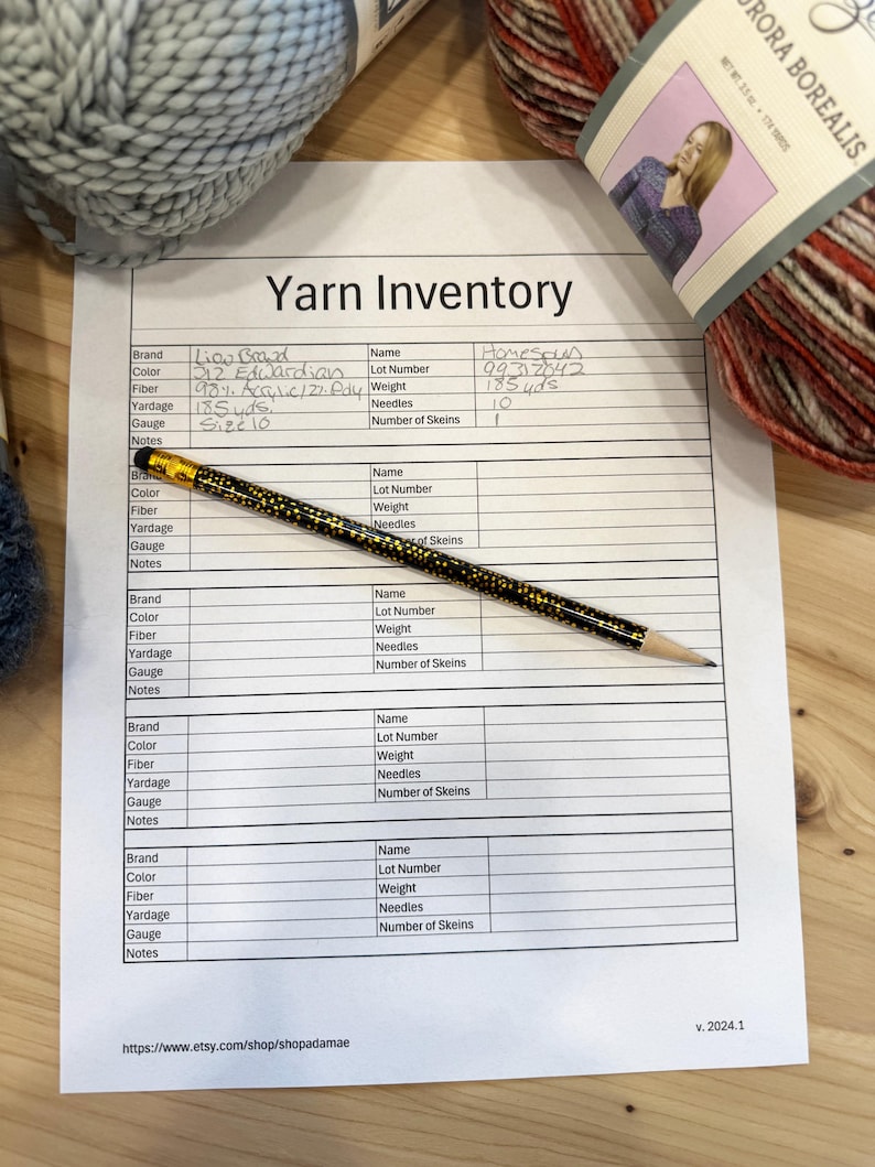 Yarn Inventory to Keep Your Yarn Organized (printable and Digital Pdfs ...