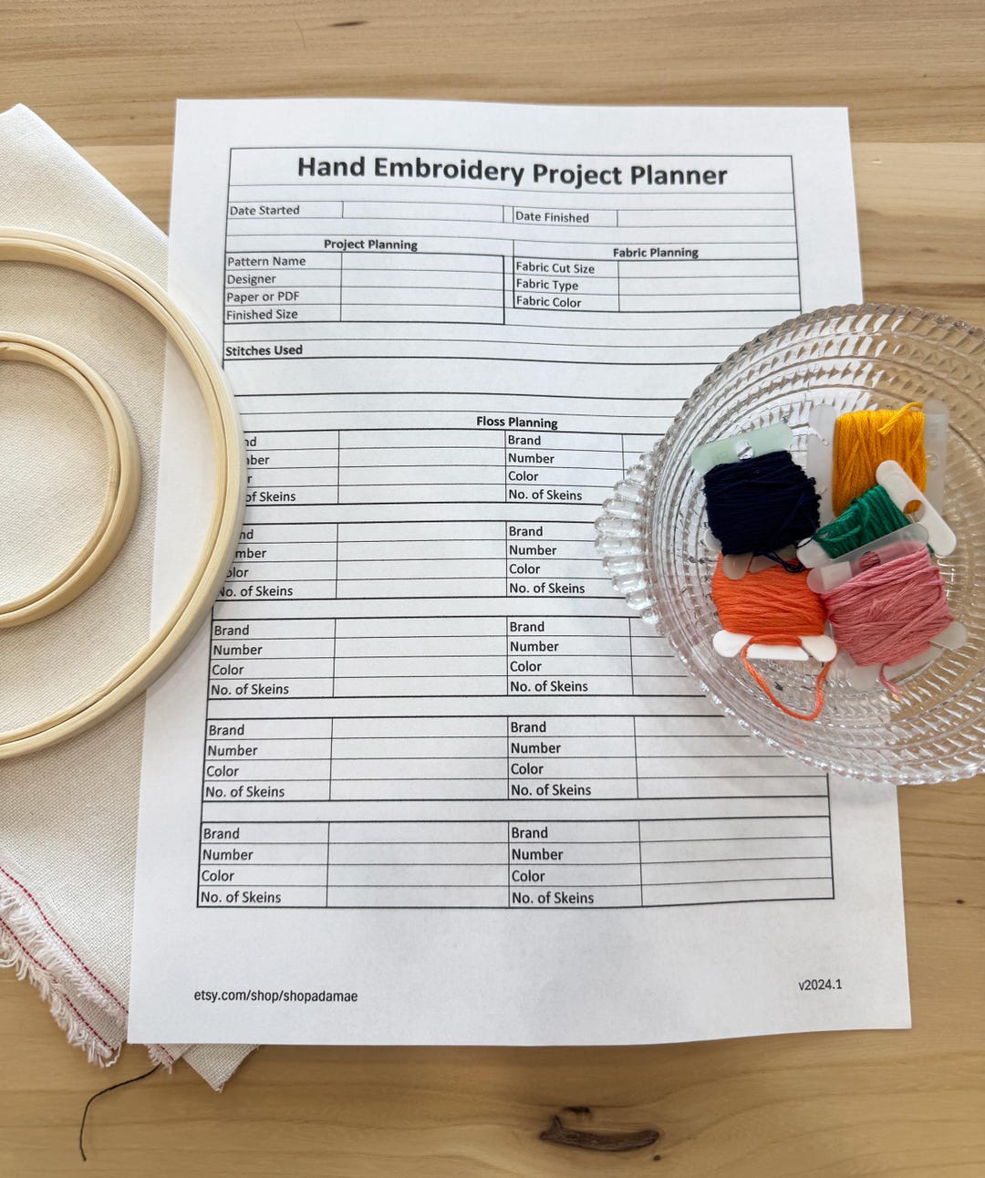Embroidery Project Planner for the Minimalist (printable/editable PDF ...