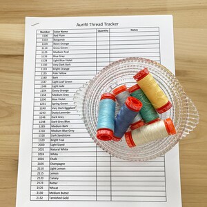 Aurifil Thread Tracker (printable and Editable) (PDF and XLSX) Track ...