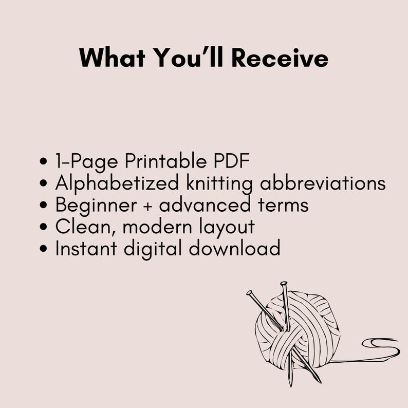 Knitting Abbreviations Chart PDF | Beginner Knitting Terms Guide | US ...