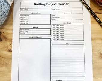 Knitting Project Planner for the Minimalist (printable/editable PDF and ...