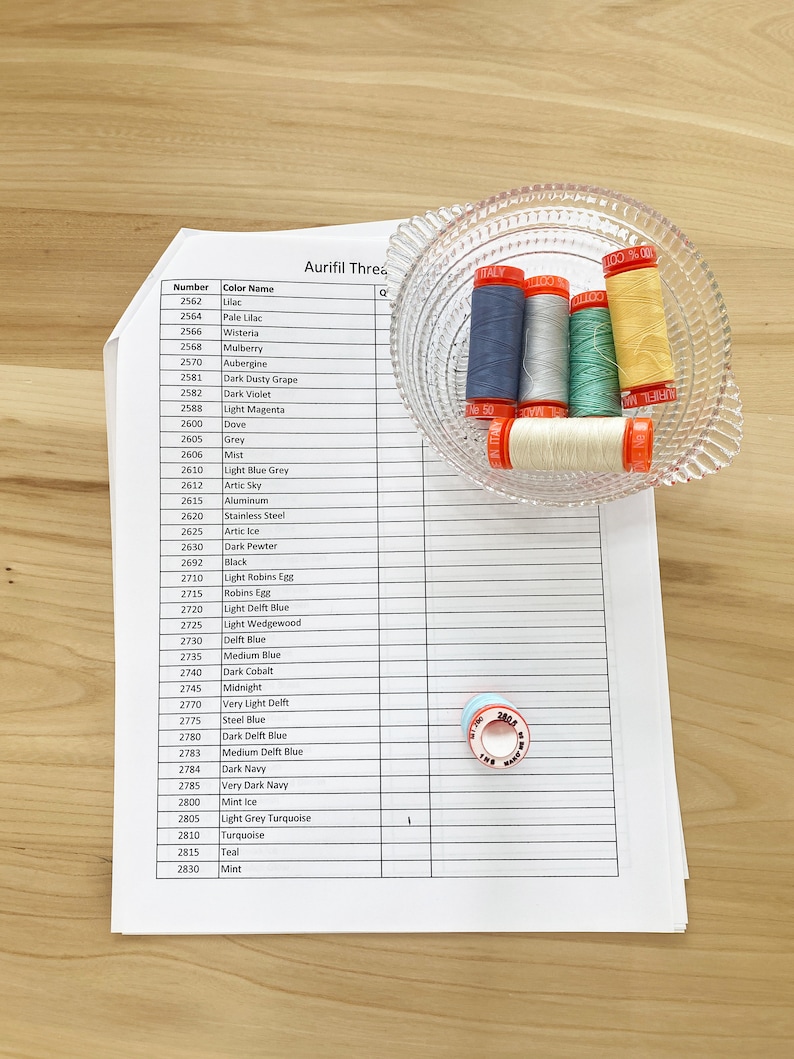 Aurifil Thread Tracker (printable and Editable) (PDF and XLSX) Track ...
