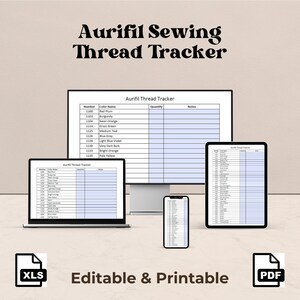 Aurifil Thread Tracker (printable and Editable) (PDF and XLSX) Track ...