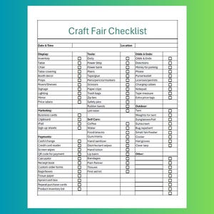 Craft Fair Checklist for Crafts Shows, Makers Markets, and More (XLS ...