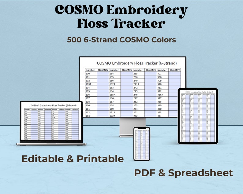Cosmo Embroidery Floss Floss Inventory Tracker (printable & Digital ...
