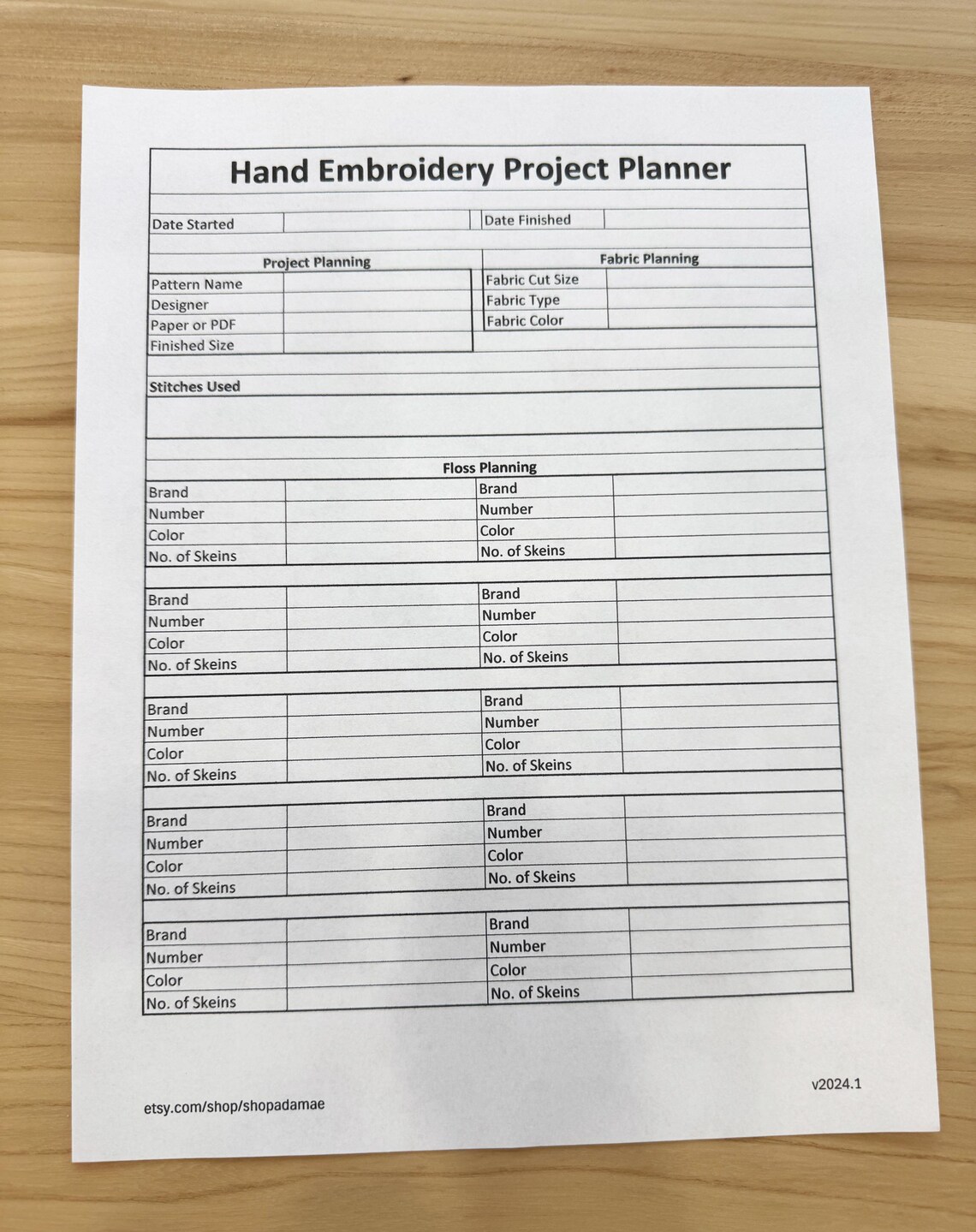 Embroidery Project Planner for the Minimalist (printable/editable PDF ...