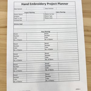 Embroidery Project Planner for the Minimalist (printable/editable PDF ...