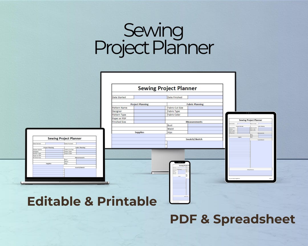 Sewing Project Planner for the Minimalist printable/editable PDF and ...