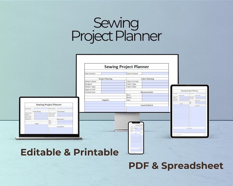Sewing Project Planner for the Minimalist printable/editable PDF and ...
