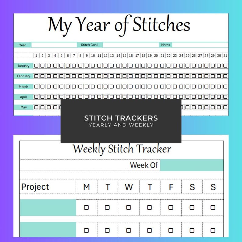 Stitch Habit Tracker for Cross Stitch and Embroidery (XLS and PDF Files ...
