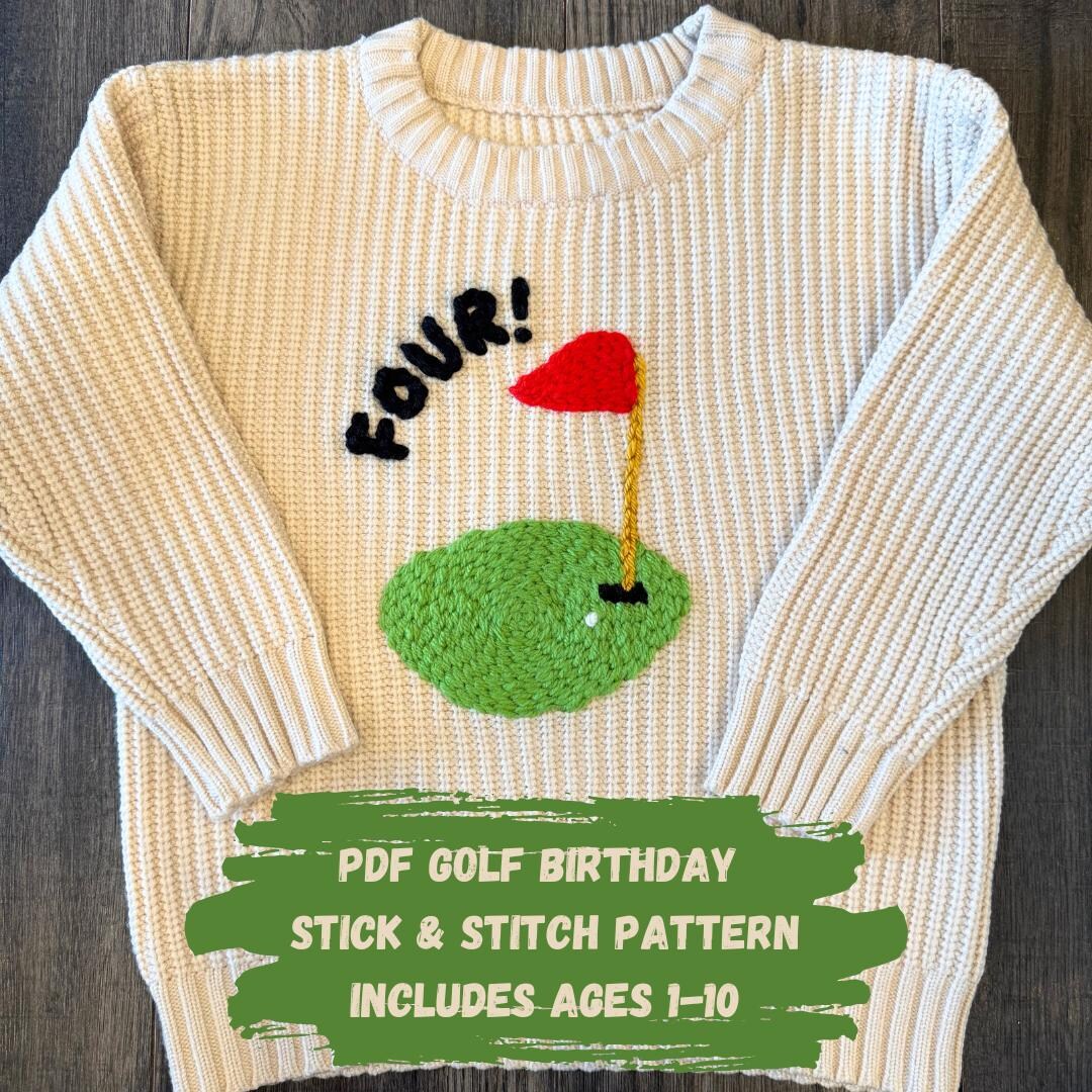 PDF Stick and Stitch Hand Embroidery Golf Pattern for Birthday Sweater ...