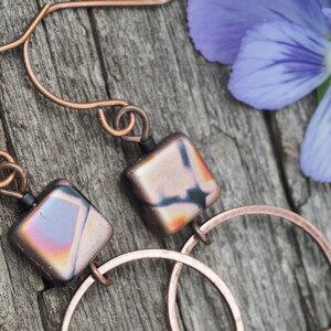 Mooningwaanikaaning Madeline Island COPPER Hoop Earrings With Megis ...