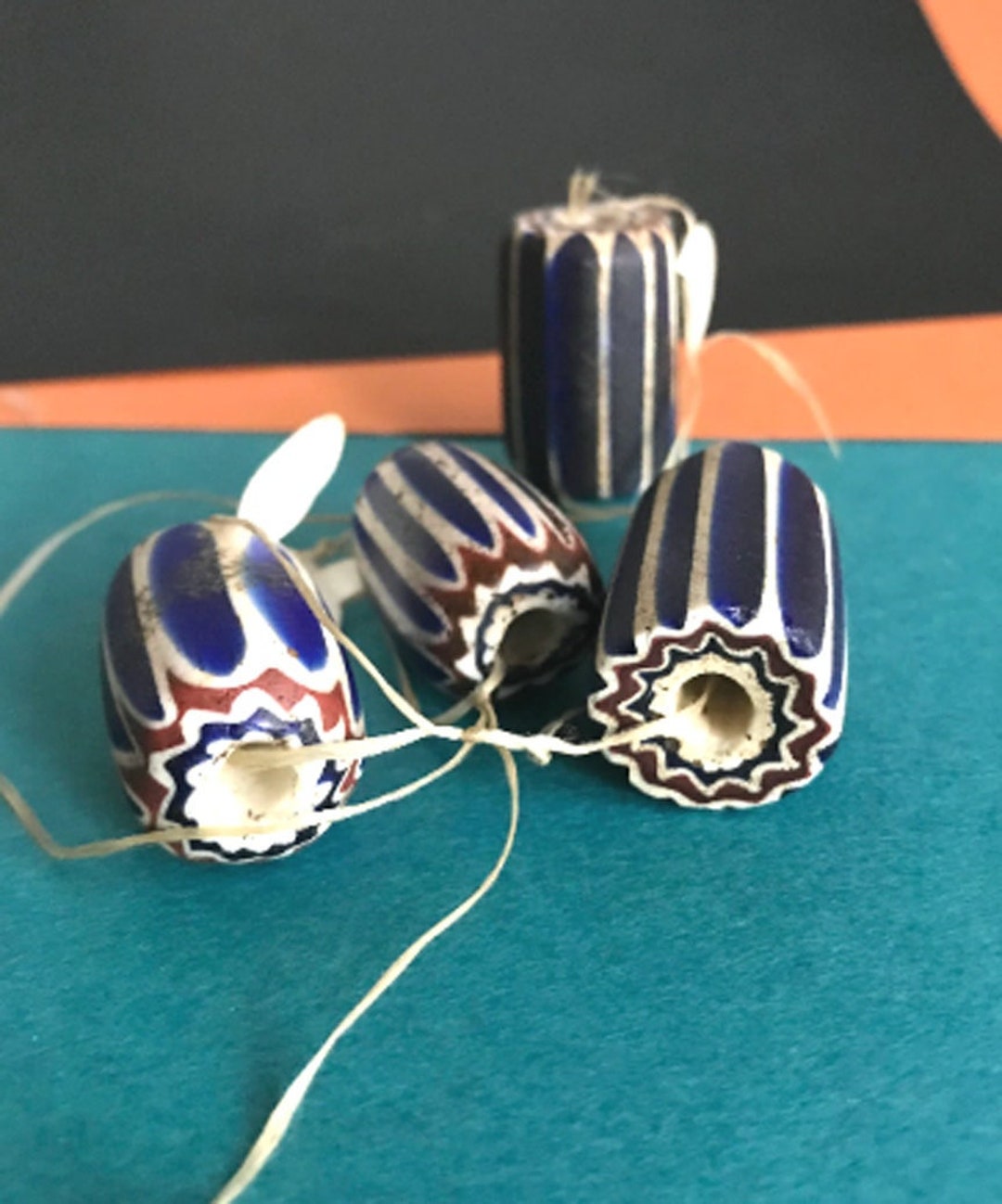 Antique Venetian CHEVRON Bead Collection of Four - 6 Layer Chevrons ...