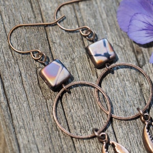 Mooningwaanikaaning Madeline Island COPPER Hoop Earrings With Megis ...