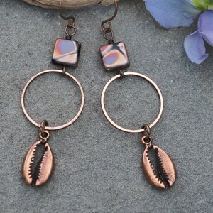 Mooningwaanikaaning Madeline Island COPPER Hoop Earrings With Megis ...