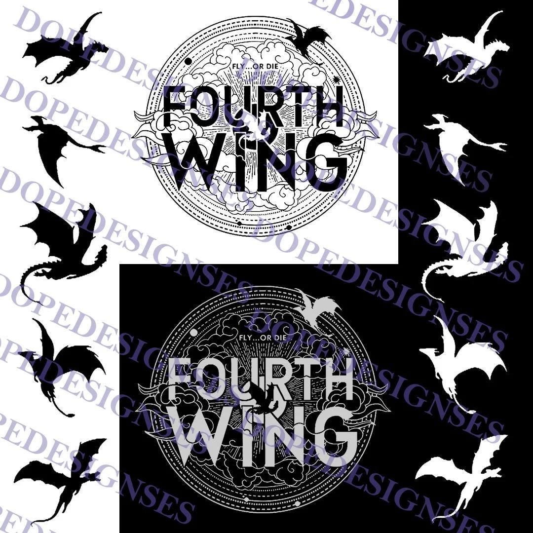 Fourth Wing Dragon Stencil Spines Set SVG/PNG File, Dragon Logo ...