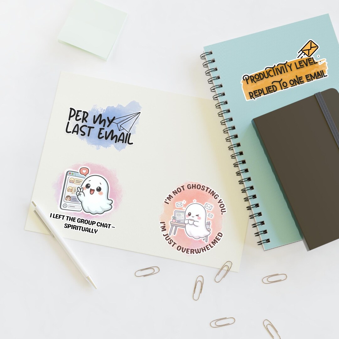 Funny Office Sticker Sheets - Watercolor Kiss-cut Quotes for Laptop ...