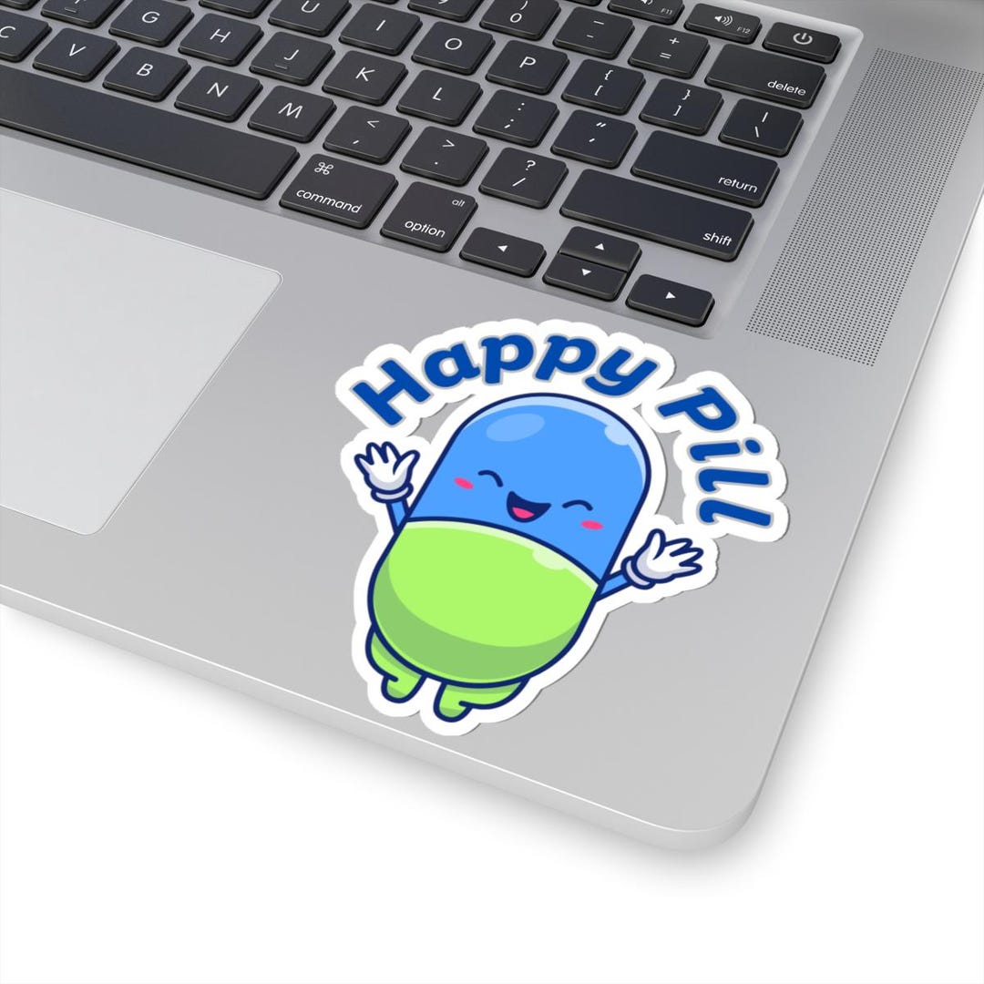 Happy Pill Sticker for Laptops, Bottles and More | Compliance & Office ...