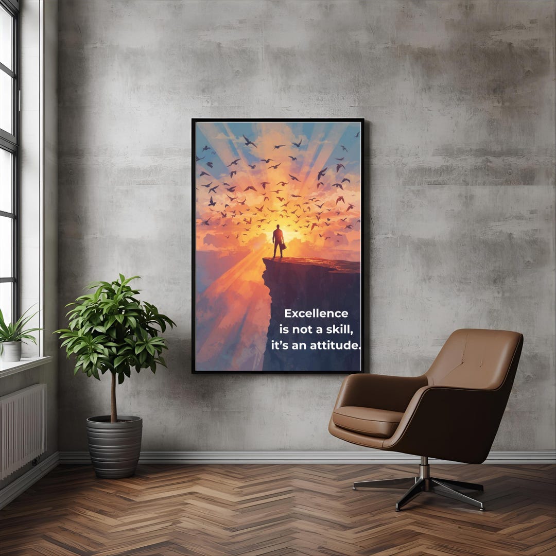 Empower Your Workspace With Excellence – Inspirational Digital Poster ...